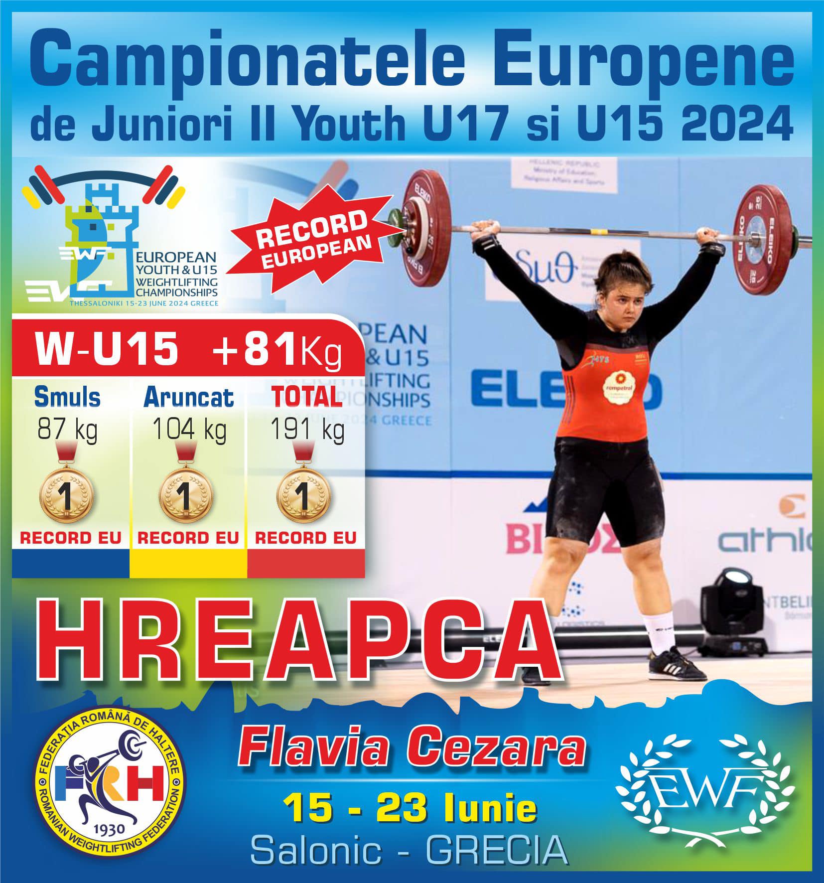 România a încheiat Europenele de haltere U15 şi U17 cu un bilanţ de 24 ...