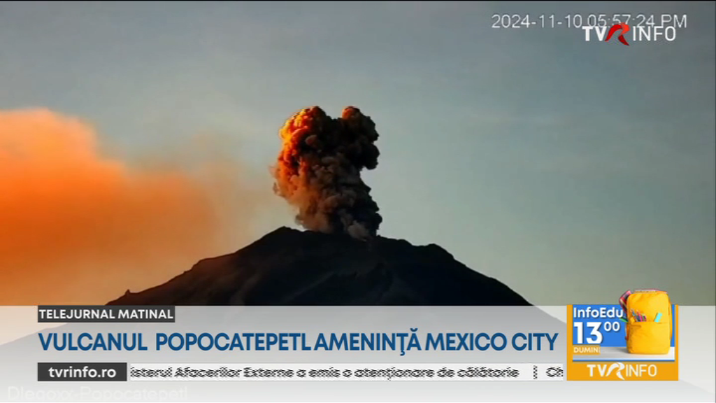 Vulcanul Popocatepetl, situat la sud de Mexico City, ameninţă din nou ...
